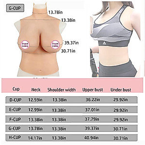 Silicone Breast Plates Filled with Gel Fake Breast Form Boobs Enhancer for Transgender Crossdressers Queen Breast Plates/Brown/Ecup