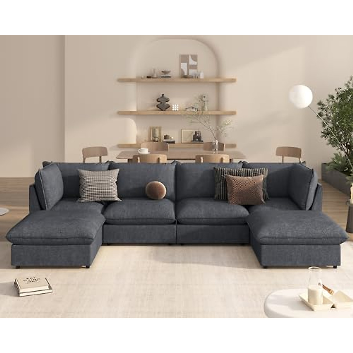 Oversized Modular Sectional Sofa Set,Extra Large U Shaped Convertible Couch with Reversible Chaise and Movable Ottoman,Free Combination Symmetrical Sofa&Couches Bed for Living Room Office