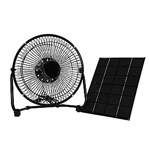 Iron USB Solar Panel Fan, 8 inch 5.2W 6V Cooling Fan + Solar Panel for Outdoor Traveling