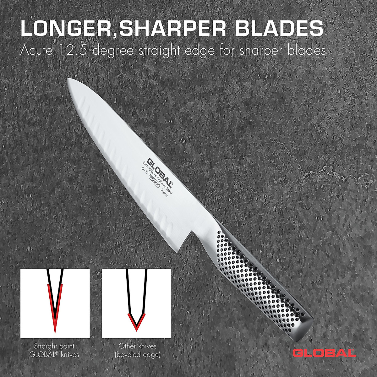 Global Chef's Knife-Granton, 8", Silver