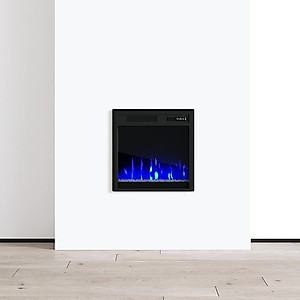 20" Electric Fireplace Wall Recessed Heater, 1500W/5100BTU (Black)