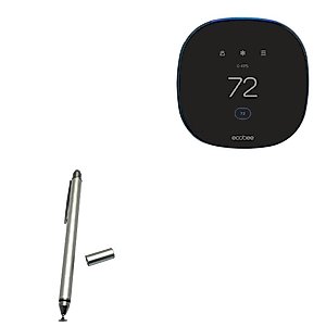 BoxWave Stylus Pen Compatible with Ecobee SmartThermostat EB-STATE5-01 - DualTip Capacitive Stylus, Fiber Tip Disc Tip Capacitive Stylus Pen - Metallic Silver