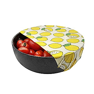 Beeswax Reusable Food Wraps - (6 Packs, 3 Sizes S,M,L, with 2 Meter Hemp Rope, Two Buttons) Plastic and Silicone Free, Eco-friendly Wrap, Wax Paper for Food,Yellow Lemon