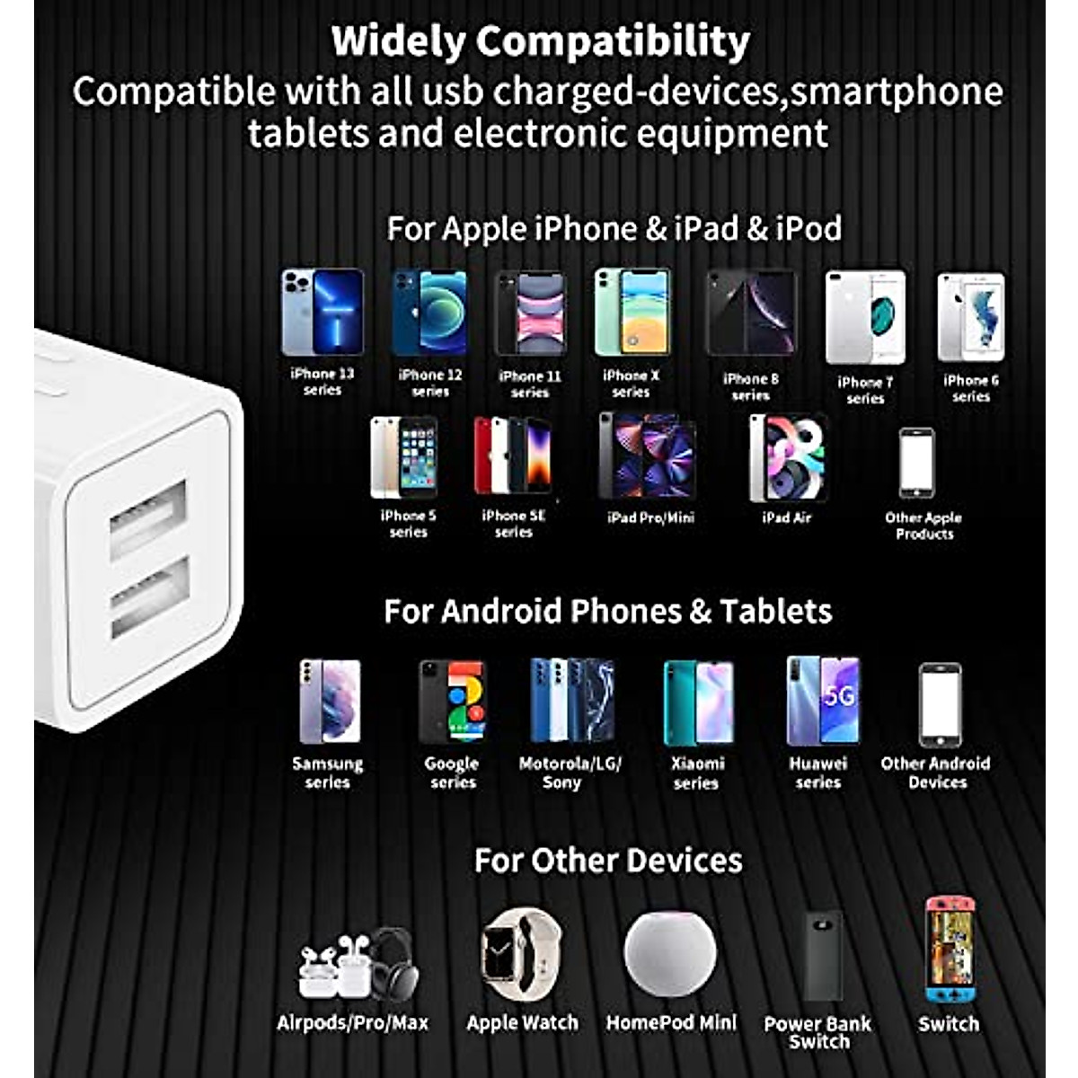 USB Wall Charger, tiavalmax 4-Pack 2.1A Dual Port USB Cube Power Adapter Charger Plug Block Charging Box Brick for iPhone,iPad,Samsung Galaxy,Google Pixel,Moto, LG, HTC, Motorola,Oneplus,Nokia,Kindle