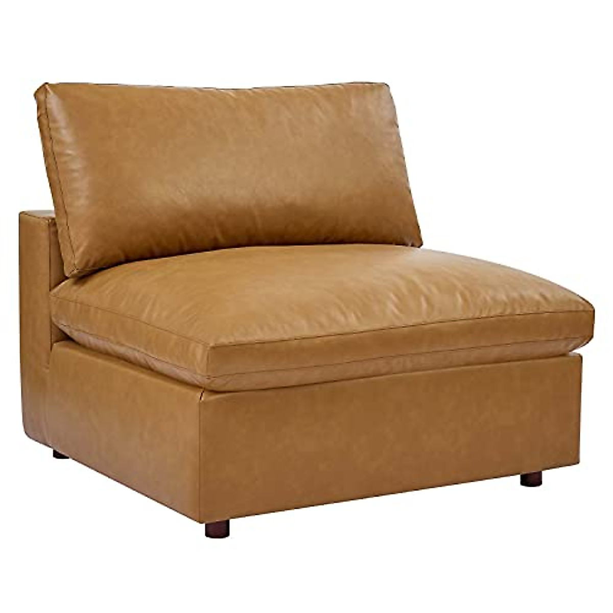Modway Commix Modular Sofa, U Shaped Reclining Sectional, Tan Vegan Leather
