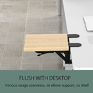 OUGIC Ergonomics Desk Extender Tray, 9.5"x9.1" Punch-Free Clamp on, Foldable Keyboard Drawer Tray, Table Mount Arm Wrist Rest Shelf, Computer Elbow Arm Support