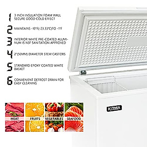 KITMA Chest Freezer - 15.9 Cu.Ft Reach-In Freezer Chest - Solid Door Deep Freezer with 2 Storage Baskets and Adjustable Thermostat, White