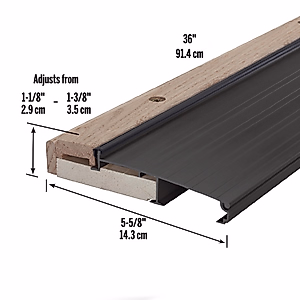 M-D Building Products 78634 5-5/8 in. x 1-1/8 in. x 36 in. Bronze Adjustable Aluminum & Hardwood Threshold