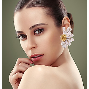 9 Pair Big Gold Earrings Large Gold Disc Flower Bold Earrings for Women Summer Beach Statement Geometric Earrings Jewelry Gifts