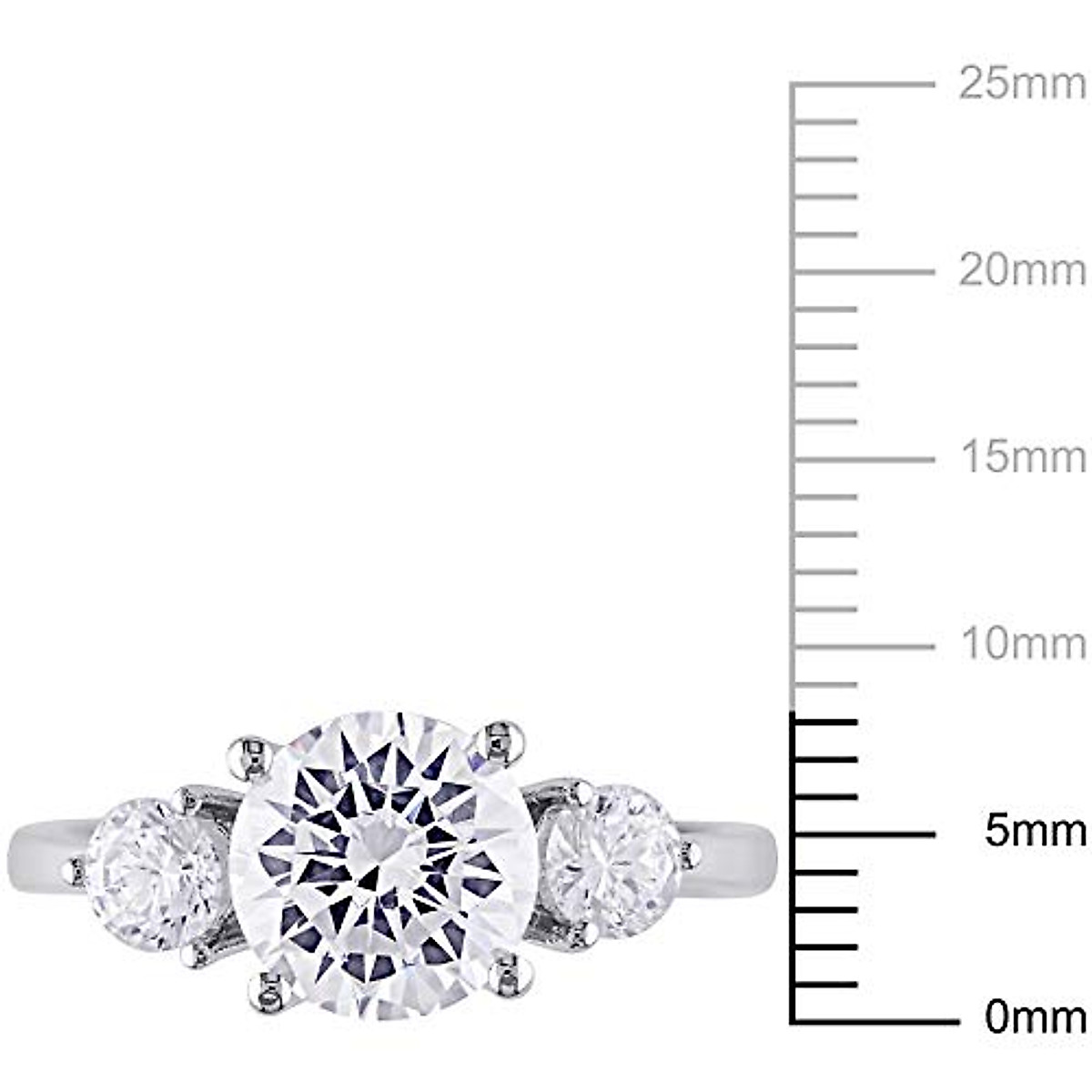 Abbie+Cleo 4 1/3 CT TGW Women's Cubic Zirconia 3 Stone Engagement Ring - Anillo de Mujer - 925 Sterling Silver - Statement Ring (Round Shape - Size 9)
