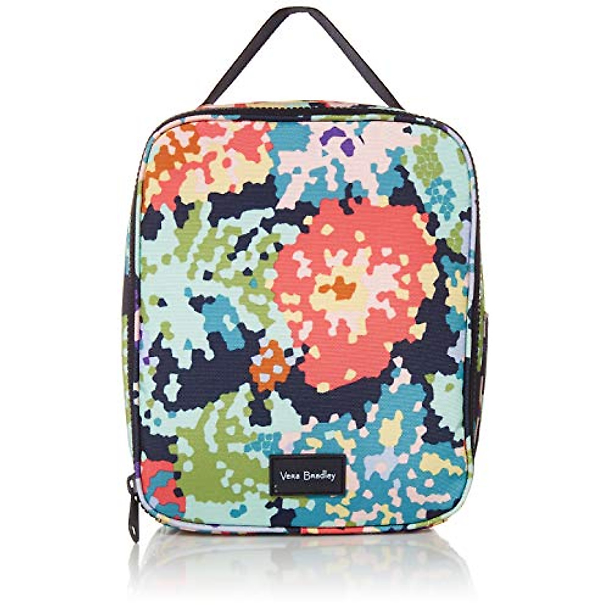 Vera Bradley Women's Recycled Lighten Up ReActive Lunch Bunch Lunch Bag, Happy Blooms Cross-Stitch, One Size