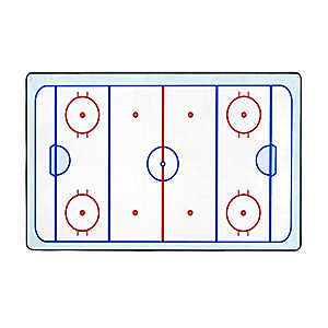 Soft Area Rug for Living Room,Ice Hockey Field in Blue Tones and Red Graphic Outline for Sport Events,Large Floor Carpets Doormat Non Slip Washable Indoor Area Rugs for Bedroom Kids Room 4 x 5.3Ft