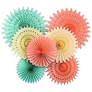 Furuix Mint Peach Baby Shower Decorations Mint Cream Peach Tissue Paper Fans Mint Peach Birthday Decorations Wedding Gender Reveal Bridal Shower Bachelorette Decorations Mint Green Peach Party Decor