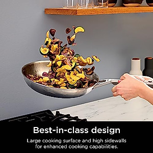 Ninja C90030 Everclad Commercial-Grade Stainless Steel 12" Fry Pan, Tri-Ply Pans, Oven Safe to 600°F, PFAS Safe, All Stovetops & Induction Compatible, Stainless