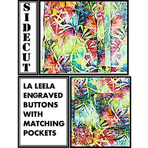 LA LEELA Men's Hawaiian Shirt Camp X-Large Alcohol Ink Paint Multicoloured