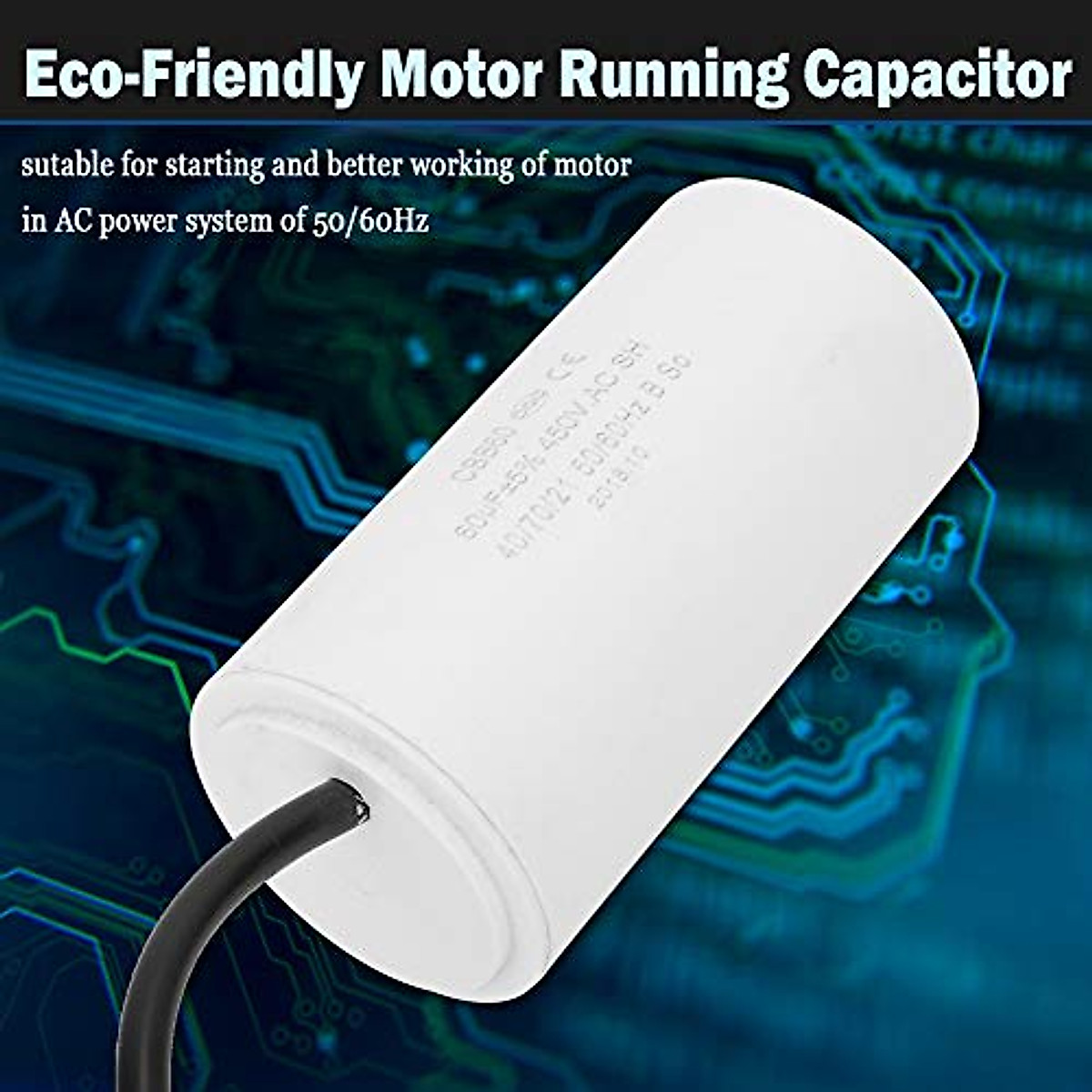 60uf CBB60 Capacitor, Eco-Friendly Motor Running Capacitor 450V ESR 0.2 for Household Electric Appliance, CBB60 Run Capacitor