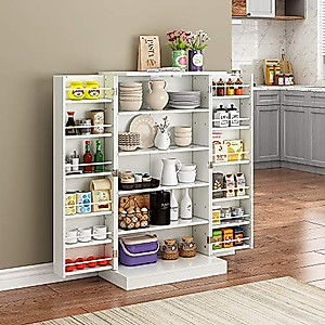 Function Home 41" Kitchen Storage Cabinet, Pantry Cabinet with Doors and Adjustable Shelves for Kitchen, Living Room and Dinning Room in White