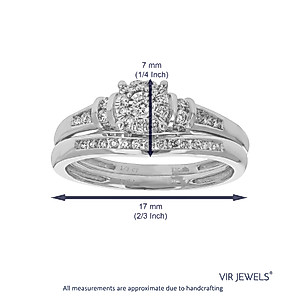 Vir Jewels 1/3 cttw Lab Grown Diamond Wedding Engagement Bridal Set Round for Women in .925 Sterling Silver Prong Set Size 7