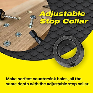 JNB Pro Wood Countersink Drill Bit Set 3 Pieces #6 (9/64') #8 (11/64") #10 (3/16") Avellanador para Madera with Adjustable Stop Collar and Hex Wrench - Quick Change Woodworking Drill Bits