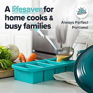 Souper Cubes 1-Cup Extra-Large Silicone Freezing Tray With Lid - Freeze Food Soup Broth Sauce In Perfect 1-Cup Portions, 2-Pack, Aqua Color