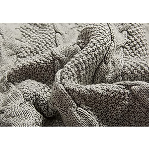 GunziStreet Bed Blanket Throw Solid Pure Cotton Cable Knit Fuzzy Warm Fleece for Couch Chairs Sofa Baby Kids Adult Home Decorative Coverlet All Season (Gary, Throw(51''x63''))
