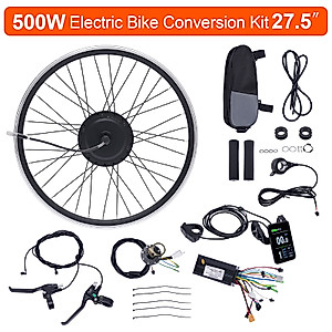 Bazargame Ebike Conversion Kit,Front Wheel 500W 36V Motor Electric Bike Conversion Kit for Kinds of Bicycles 27.5" Front Wheel Ebike，E-Bike kit for Commuter Bikes