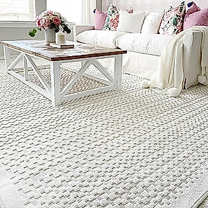 My Texas House Quail Hallow Rug - 3'11" X 5'5" Rectangle In Natural, High-Low, Geometric Design, Indoor Outdoor Patio And Home Decor