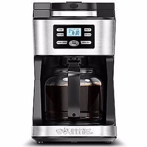 Gourmia Digital Coffee Machine 12-Cup Large coffee maker integrated Coffee Grinder & glass coffee pot with reusable stainless steel mesh coffee filter 4-Hour Keep-Warm and Freshness Indicator GCM3180