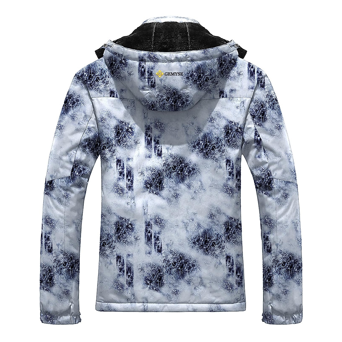 GEMYSE Men's Mountain Waterproof Ski Snow Jacket Winter Windproof Rain Jacket (White and Grey,Medium)