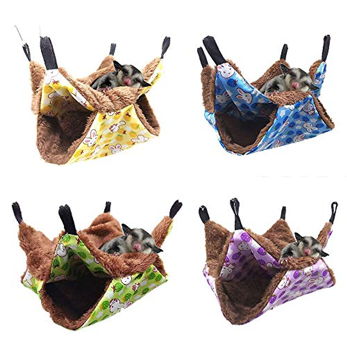 Oncpcare Pet Cage Hammock, Bunkbed Sugar Glider Hammock, Guinea Pig Cage Accessories Bedding, Warm Hammock for Small Animal Parrot Sugar Glider Ferret Squirrel Hamster Rat Playing Sleeping