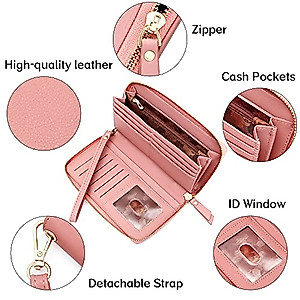 VOCUS Womens Wallet RFID Blocking Zip Around Wallet PU Leather Large Travel Long Purse Credit Card Holder with Wristlet