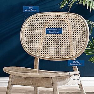 Modway Malina Wood Cane Rattan in Gray, Dining Side Chair