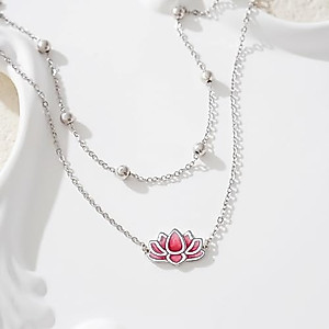 LINGBG JEWELRY Anklet Bracelets for Women 925 Sterling Silver Lotus Flower Yoga Anklet for Women Waterproof Layered Beads Anklet Adjustable Chain Anklet Leg Foot Bracelet for Lady Hotwife