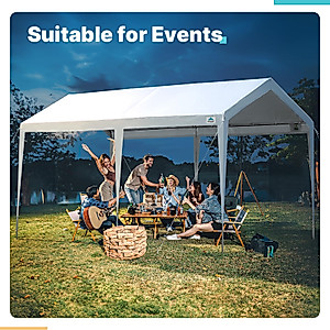 ADVANCE OUTDOOR Adjustable 10x20 ft Heavy Duty Carports Car Canopy Garage Boat Shelter Party Tent, Adjustable Height from 9.5 ft to 11 ft, White