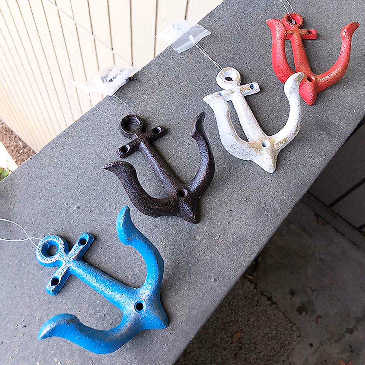 lemonadeus Cast Iron Nautical Anchor Wall Hooks Coat Hooks Rack,Coastal Decorative Wall Mounted Antique Chic Metal Keys Towel Coat Hooks Hanger (4 PCS)