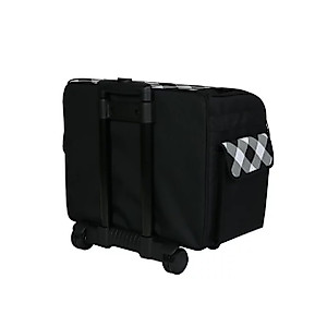 Everything Mary Rolling Sewing Machine Storage and Transport Tote, 75D Polyester Buffalo Check with Wheels