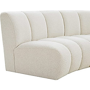 Meridian Furniture 643Cream-4PC Infinity Collection Modern | Contemporary Upholstered 4pc Modular Sectional with Luxurious Deep Channel Tufting, Cream, 148" W x 59" D x 32.5" H