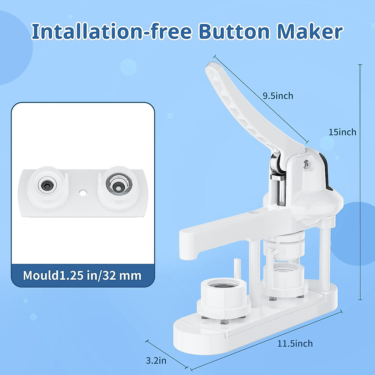 Tigoola Button Maker Machine,32mm(1.25 inch) Pin Maker Machine,Button Press Machine,Badge Press Machine,Craft Gifts for Kids with Free Button Supplies