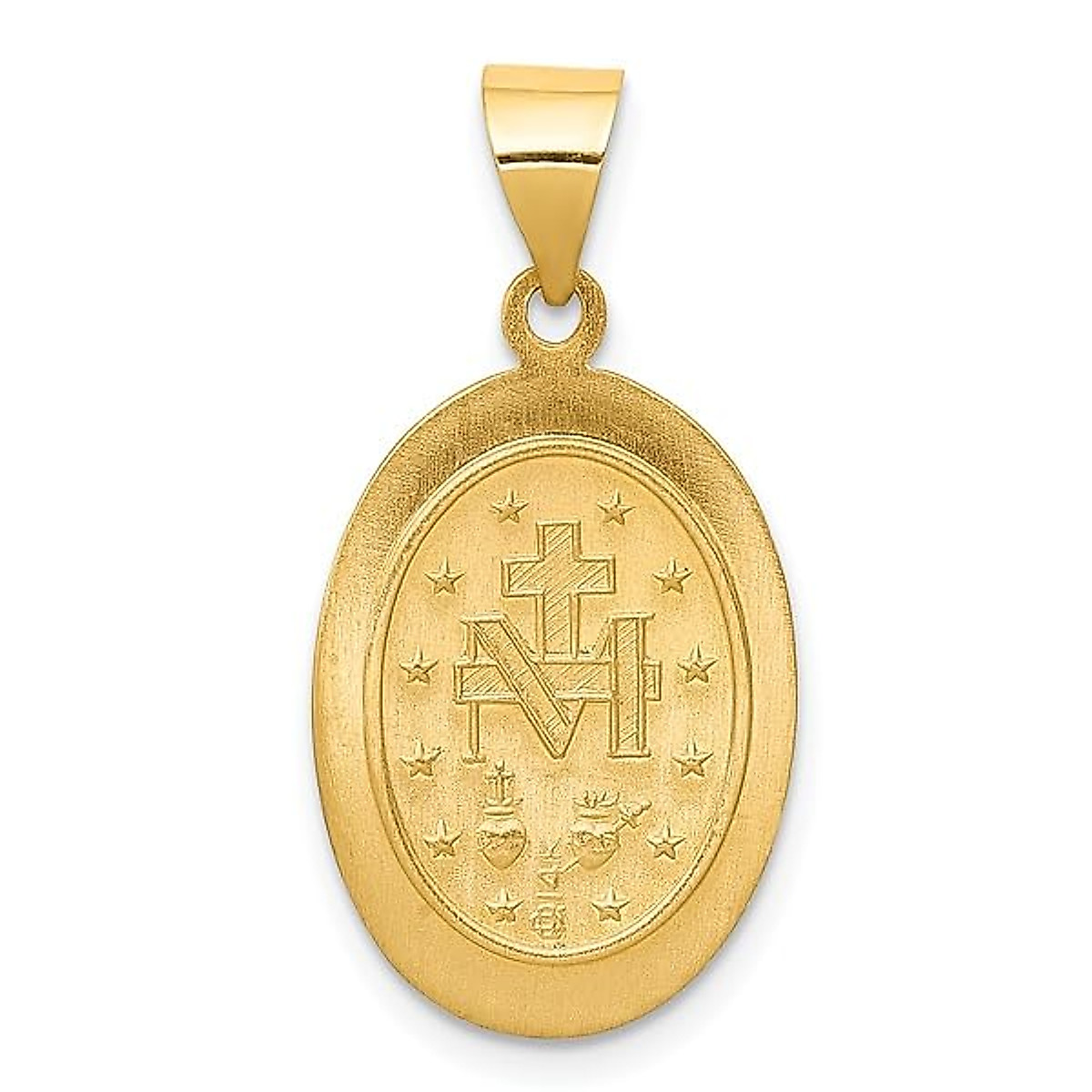 IceCarats 14K Yellow Gold Our Lady of Miraculous Medal Blessed Virgin Mary Necklace Charm Pendant 27.5mm x 14mm Only
