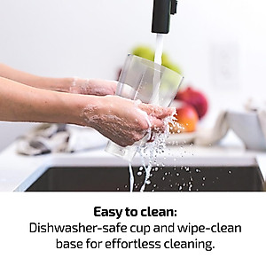 OVENTE Portable Personal Blender for Shakes, Smoothie and Juice with Compact 13.5 Oz BPA Free Travel Cup and Lid, Durable Stainless Steel Blades for Powerful Blending Performance, Black BLH1001B