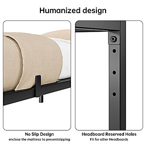 IDEALHOUSE 8 Inch Twin Bed Frame No Box Spring Needed, Heavy Duty Metal Platform Bed Frame Twin Size for Bedroom Easy Assembly, Noise Free, Black, Twin