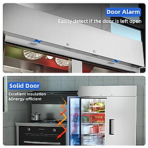 Coolski 54'' W Commercial Refrigerator, Stainless Steel Reach-in Refrigerator with 49 Cu.Ft Capacity/8 Shelves/LED Lighting/33℉~41℉/ETL Approved