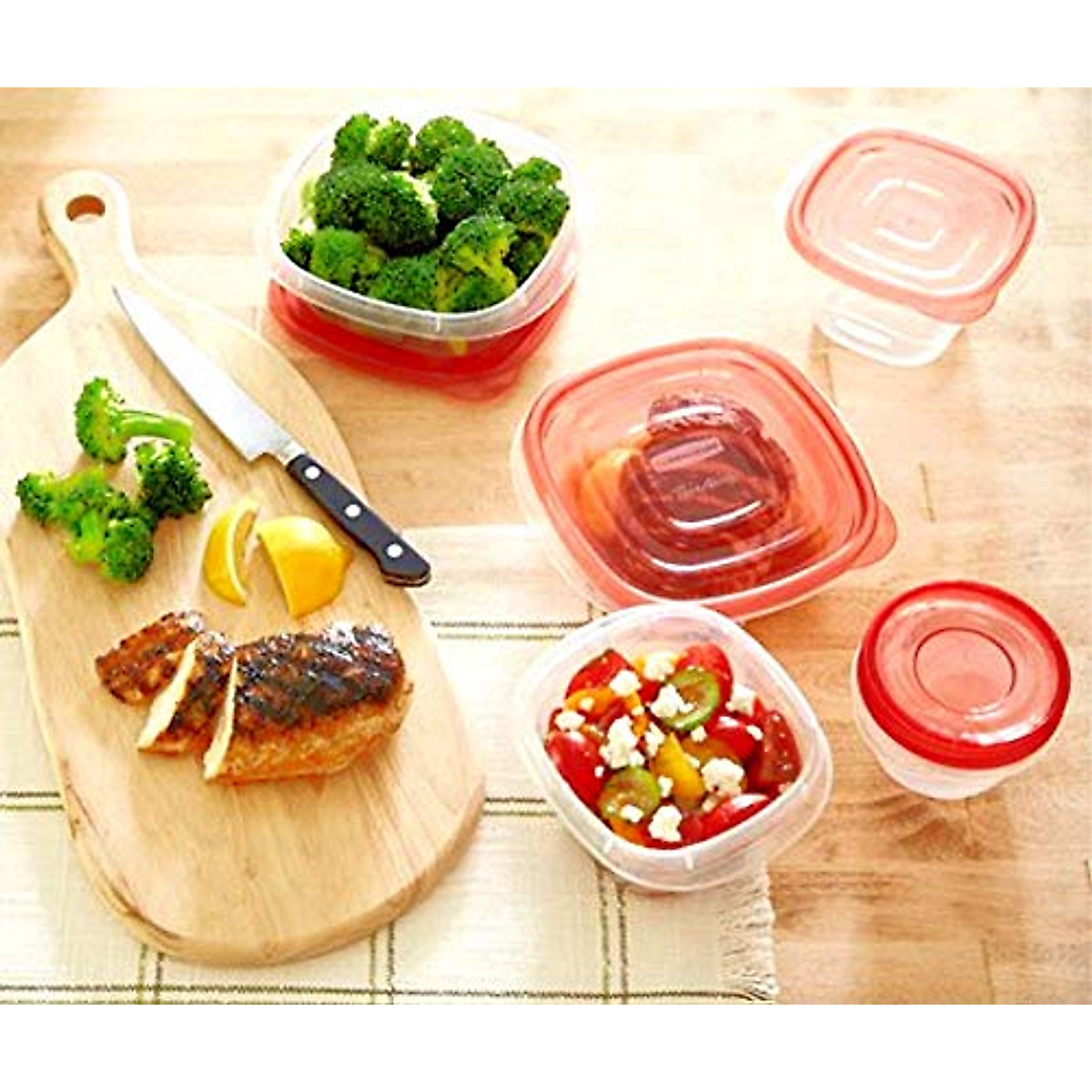 Rubbermaid TakeAlongs Meal Prep 50-Piece Food Storage Containers, Red