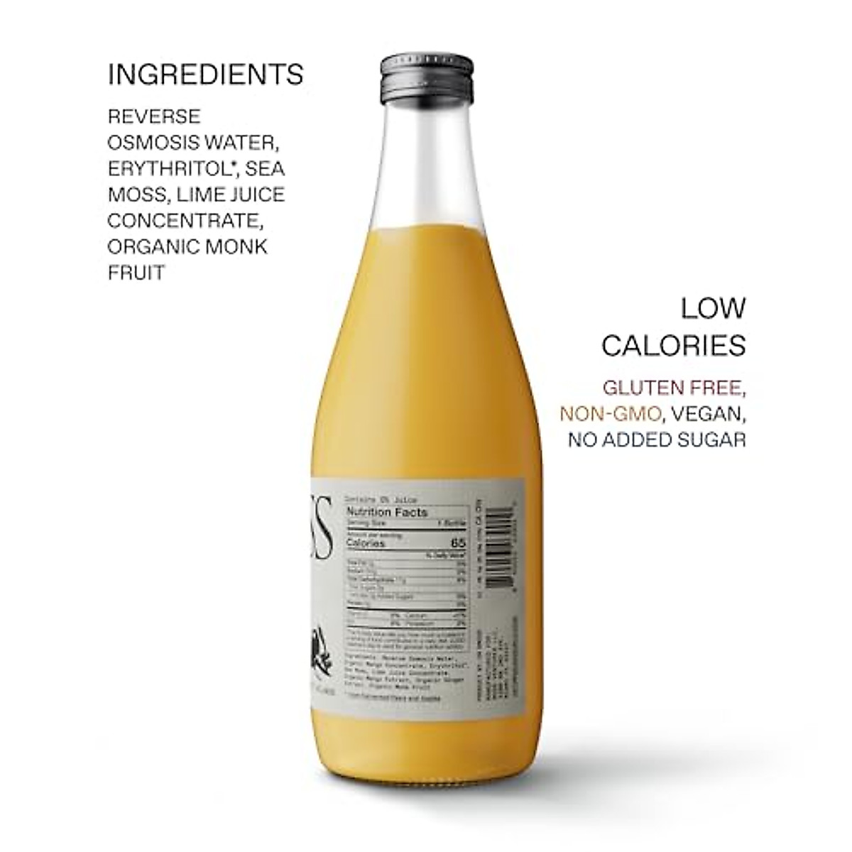 MOSS - Sea Moss Water - 13,000mg of Sea Moss in a Functional Beverage with Reverse Osmosis Water, Trace Minerals, and Electrolytes - Mango Ginger 4pk