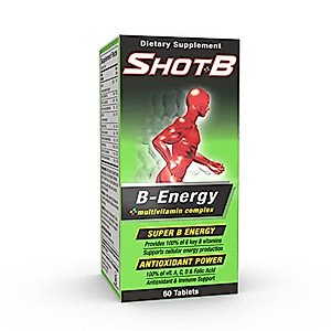 Shot B Energy Multivitamin Supplement, Tablet, 60 Count, Green