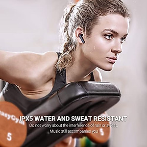 KO-STAR Ultra-Light Wireless Earbuds, 5.1 Bluetooth Earbuds, LED Display, Exceed 33 feet Connection, Touch Control, Built-in Microphones, 24hs Playtime Bluetooth Headphones for Sports/Work-T10 Black