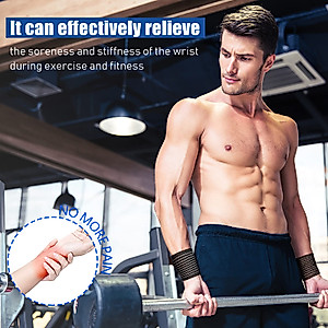 4 Pieces Carpal Tunnel Wrist Brace, Wrist Compression Strap, Hand Brace Wraps for Adult Working Out, Adjustable Wrist Strap, Breathable Wristband for Weightlifting, Tennis, and Fitness, Black