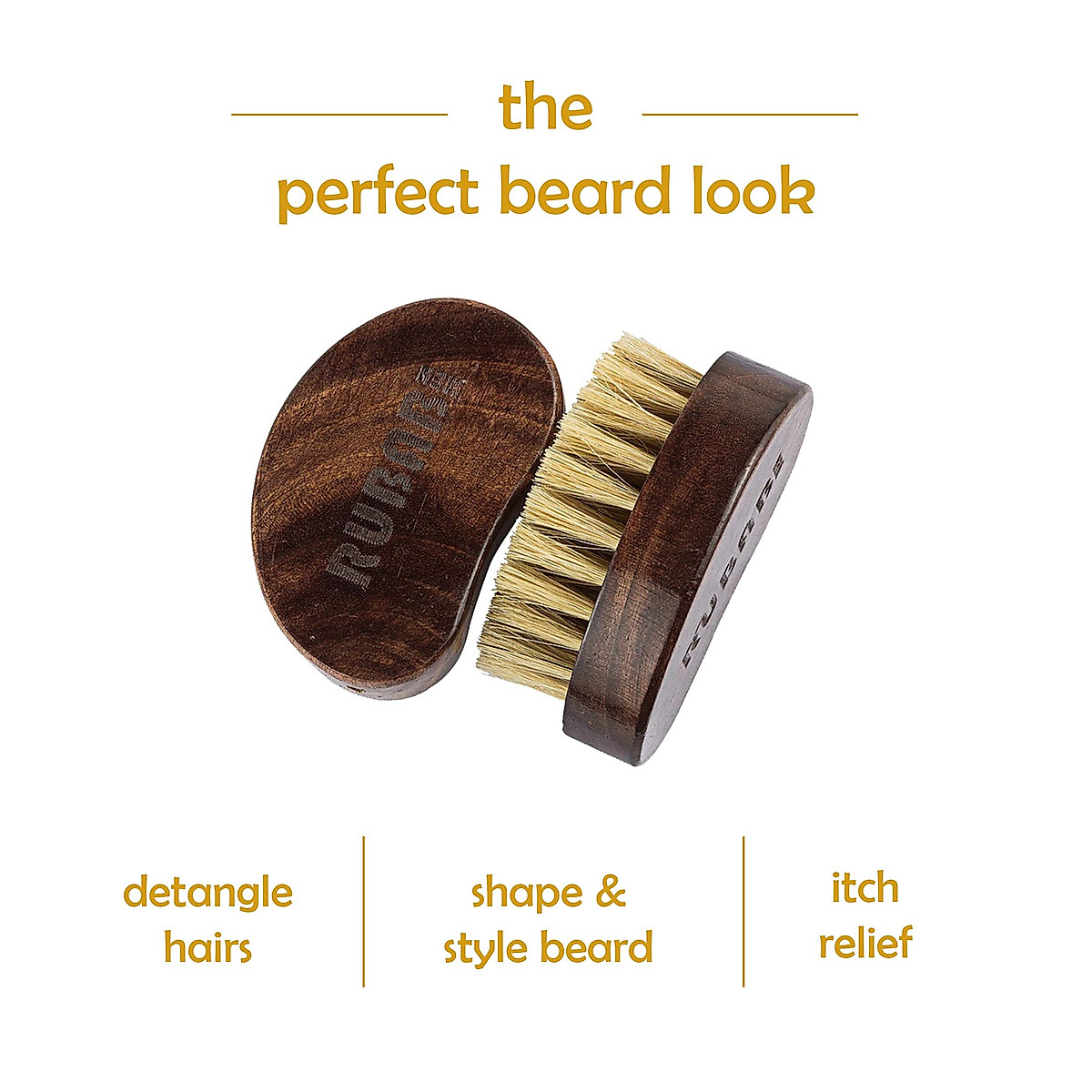 RUBAB MEN 100% Boar Bristle Beard Brush: Travel-Friendly, Premium Wood Handle & Hand-crafted in India | Ideal for Daily Beard Use