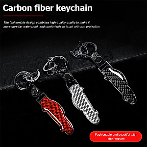 BESULEN Carbon Fiber Car Keychain, Microfiber Leather Key Chain, Waterproof Car Shape Key Fob Key Ring Holder (Red)
