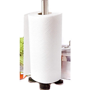 Stainless Steel Suction Cup Paper Towel Holder Kitchen Bathroom Spare Toilet Paper Holder with Nonslip Stable Super Suction Grip Base Countertop